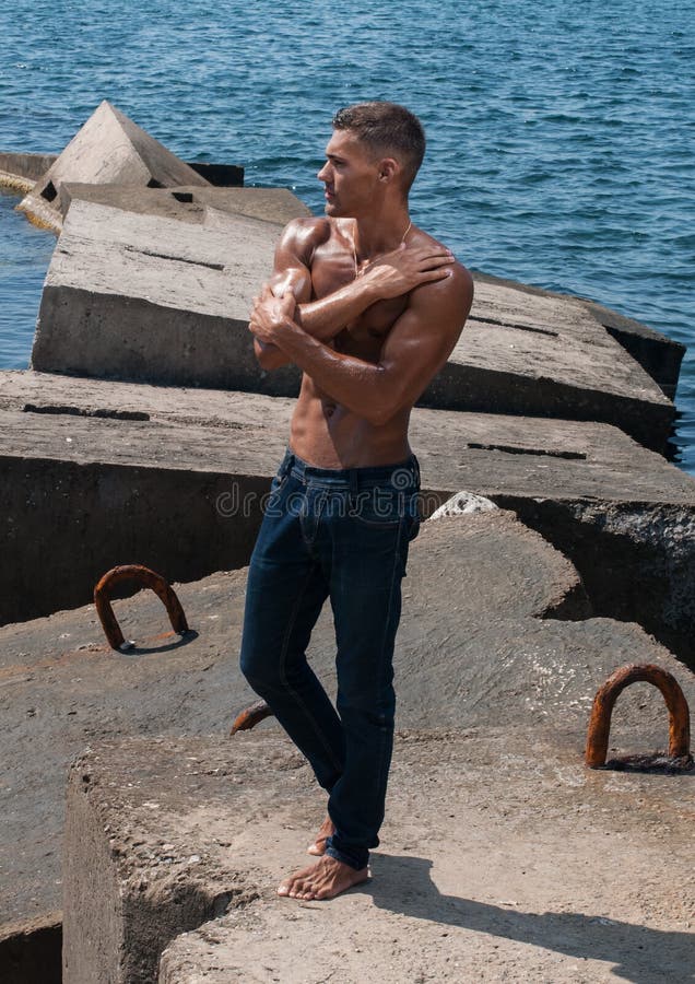 Shirtless male model stock image. Image of fashion, relaxation - 95764235