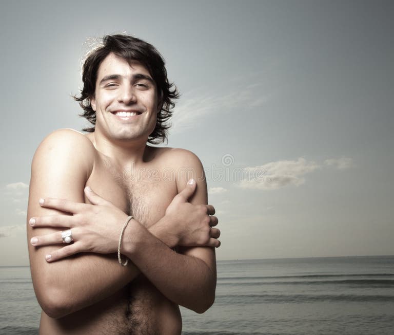Shirtless Man Holding Himself Stock Photo - Image of adult, happy: 10103512