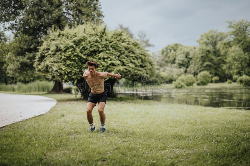 Flexible Man Doing Back Flips in a Park Showcasing Athletic Skills and ...