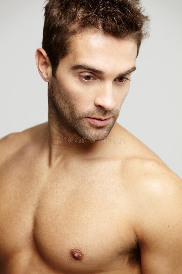 Shirtless mid adult man stock photo. Image of brown, contemplation ...