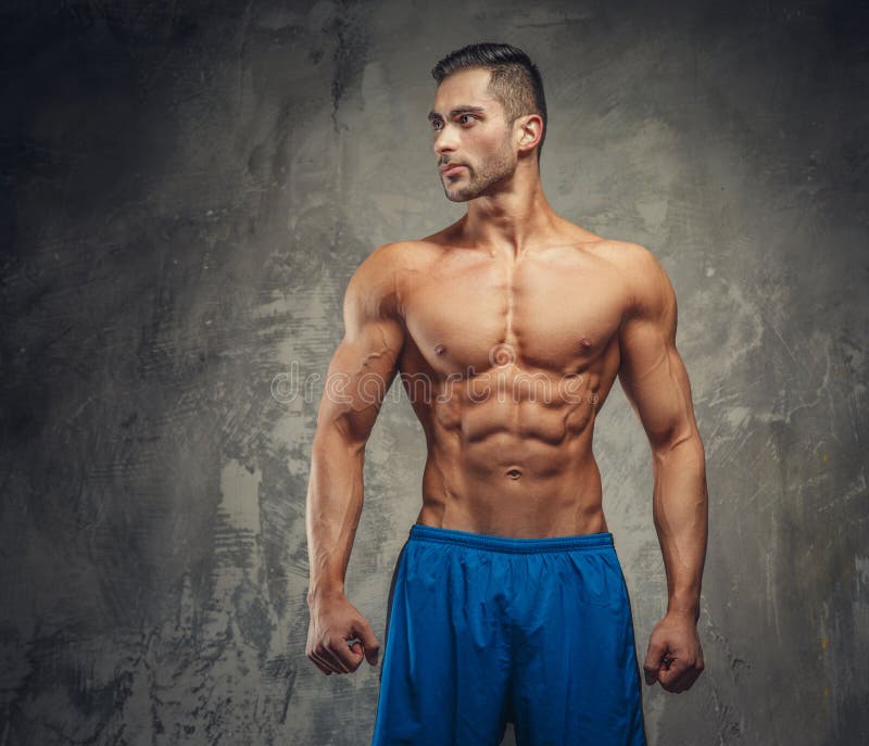 Shirtless Muscular Fit Model Stock Image - Image of abdominal ...