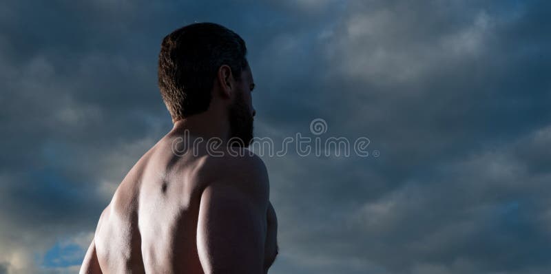 Shirtless Muscular Man. Caucasian Man with Muscular Back Stock Photo ...