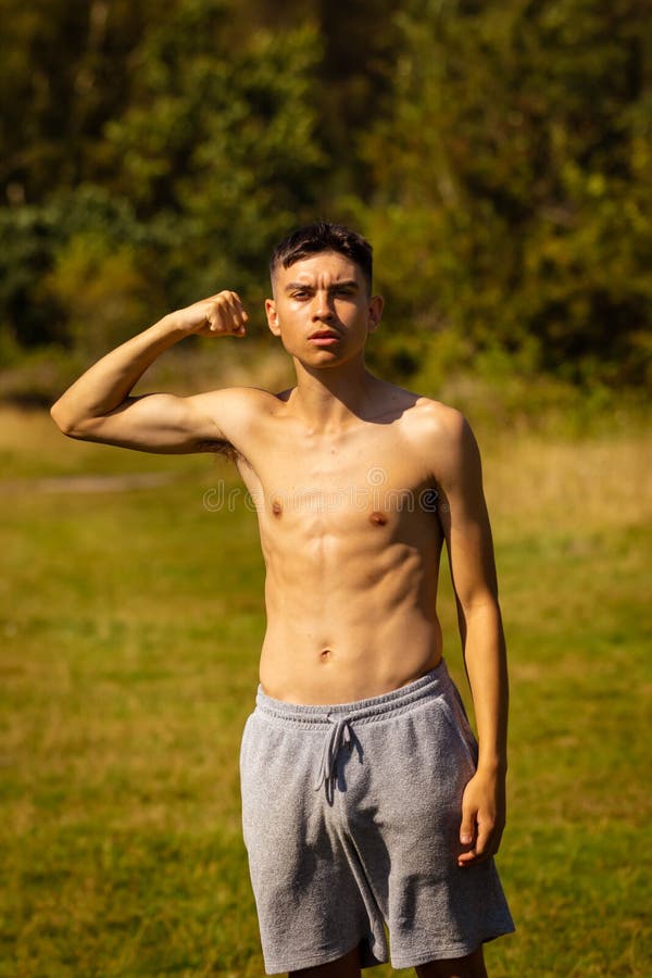 Shirtless on a summer day stock photo. Image of teenager - 230053324