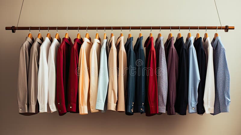 Shirts on Hanger. Set of Clothes in the Store Wardrobe or Fitting Room ...