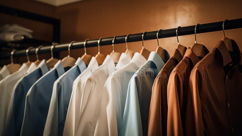 Shirts on Hanger. Set of Clothes in the Store Wardrobe or Fitting Room ...