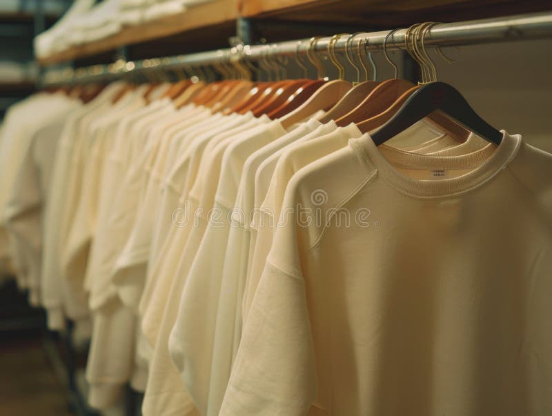 Shirts Hanging on Rack, Clothing Display, Retail Store Interior Stock ...