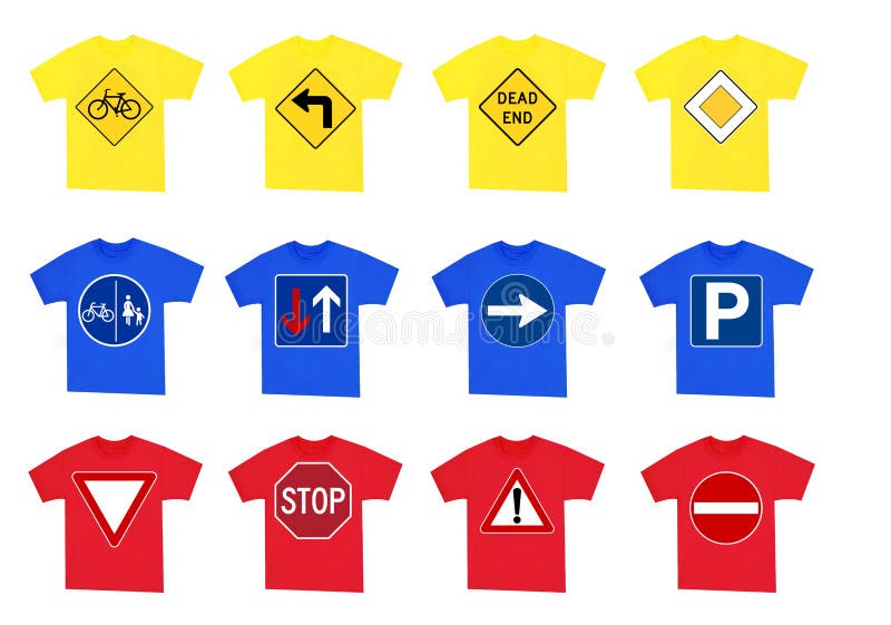 Shirts with traffic signs stock illustration. Illustration of color ...