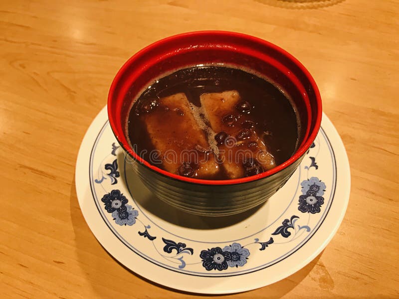 Red Bean Porridge Served with Mochi. Stock Photo - Image of azuki ...