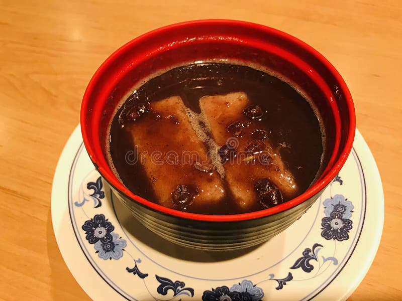 Red Bean Porridge Served with Mochi. Stock Photo - Image of porridge ...