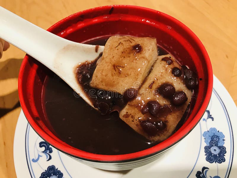 Red Bean Porridge Served with Mochi. Stock Image - Image of bean, blur ...