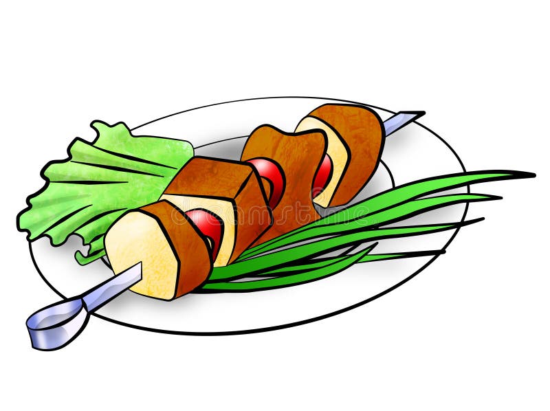 Shish kebab illustration stock illustration. Illustration of barbecue ...