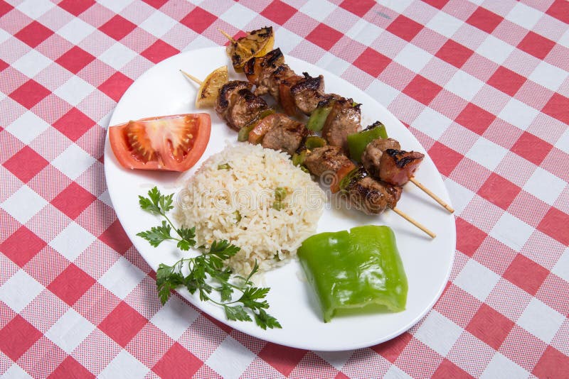 Shish Kebab Kuzu Shish with Rice Stock Photo - Image of cooking, recipe ...