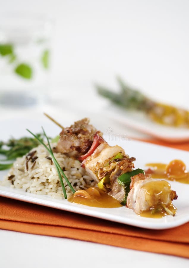 Shish kebab and rice stock image. Image of ready, luncheon - 10515197