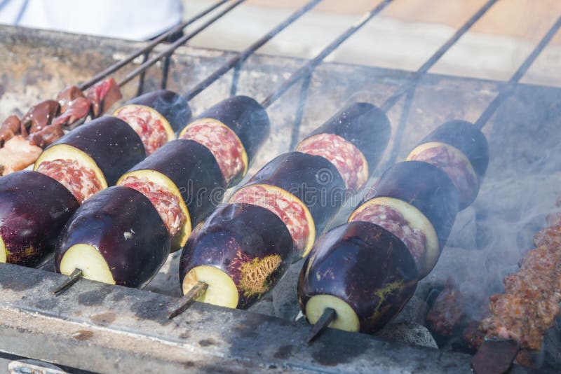 Shish kebab stock image. Image of white, kebab, cuisine - 119273783