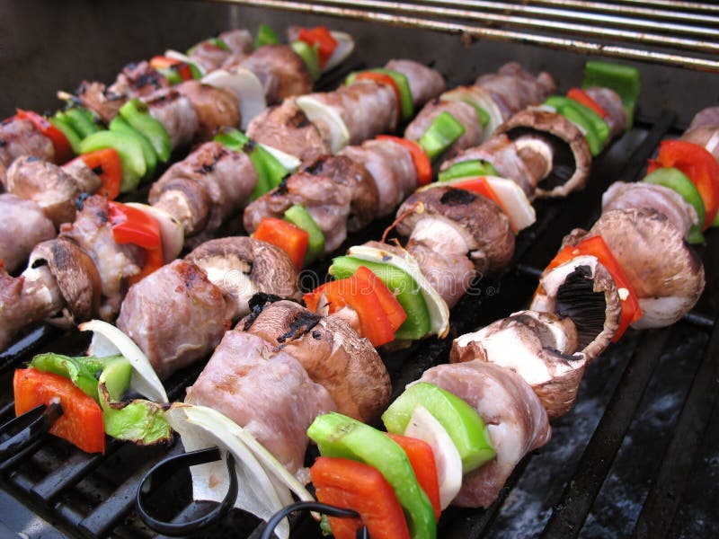 Shish Kebabs on the Grill stock image. Image of kebab - 5403387