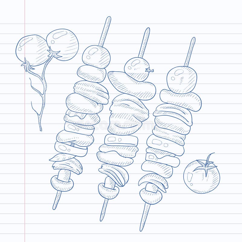 Shish Kebabs Na Skewers ilustracja wektor. Ilustracja złożonej z ...