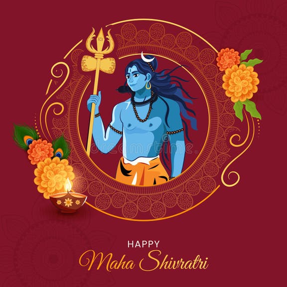 Happy Maha Shivratri Indian Festival Background Template Stock Vector ...
