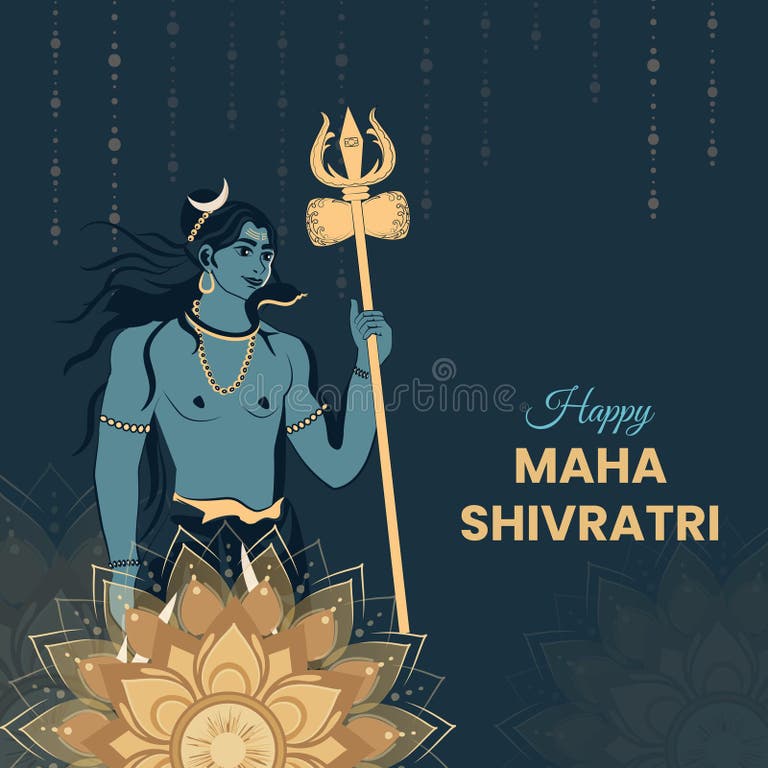 Happy Maha Shivratri Indian Festival Background Template Stock Vector ...