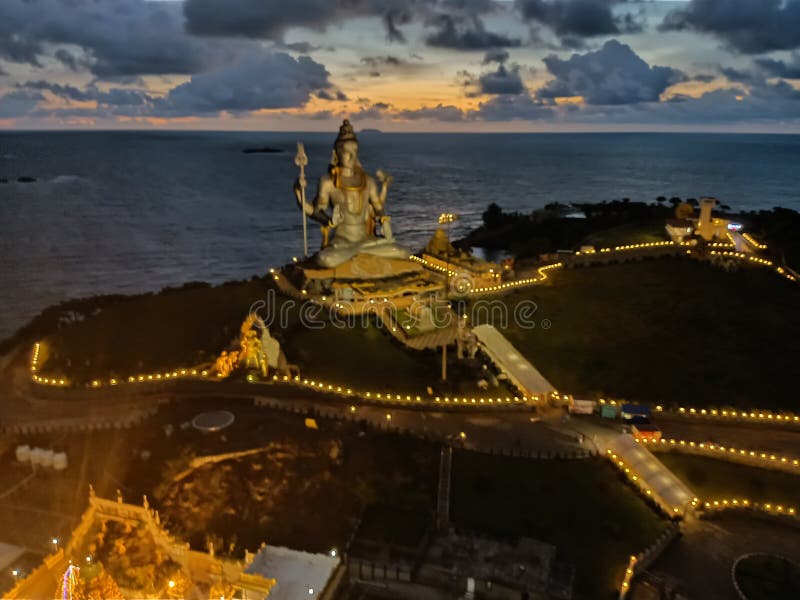 Shiv Temple Murudeshwar Night View Stock Image - Image of landmark ...