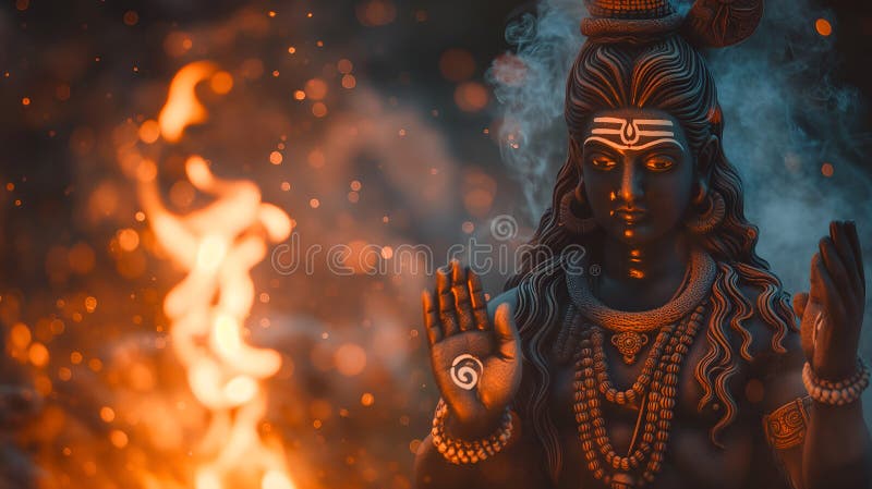 Shiva God with fire stock photo. Image of religious - 314894584