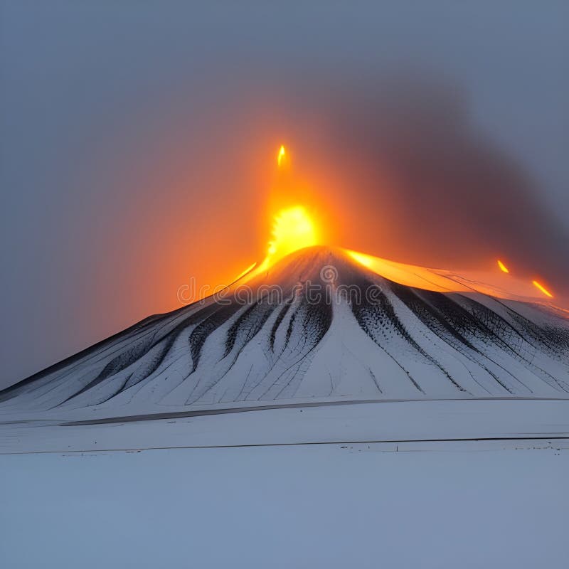 The Shiveluch Volcano Erupts in Russia Stock Illustration ...