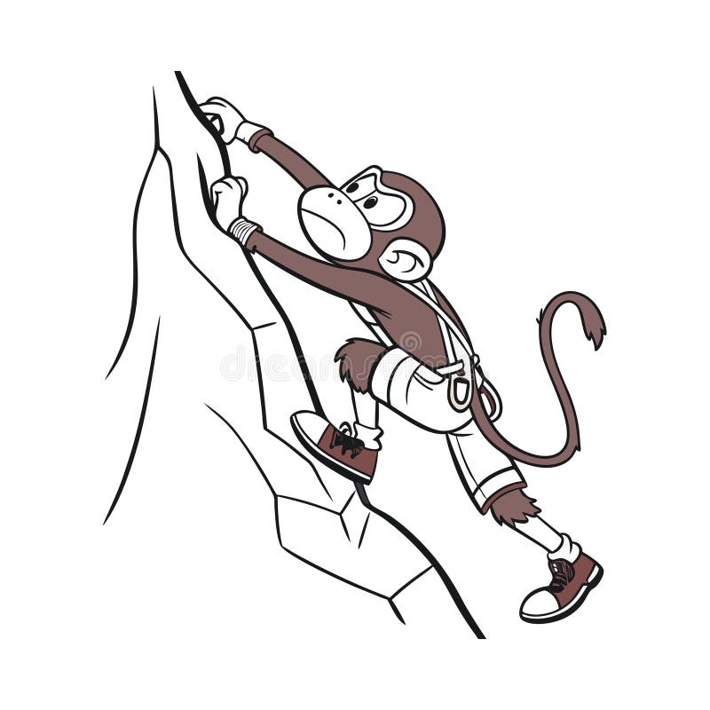 Shivering Monkey Rock Climbing Stock Image - Illustration of action ...