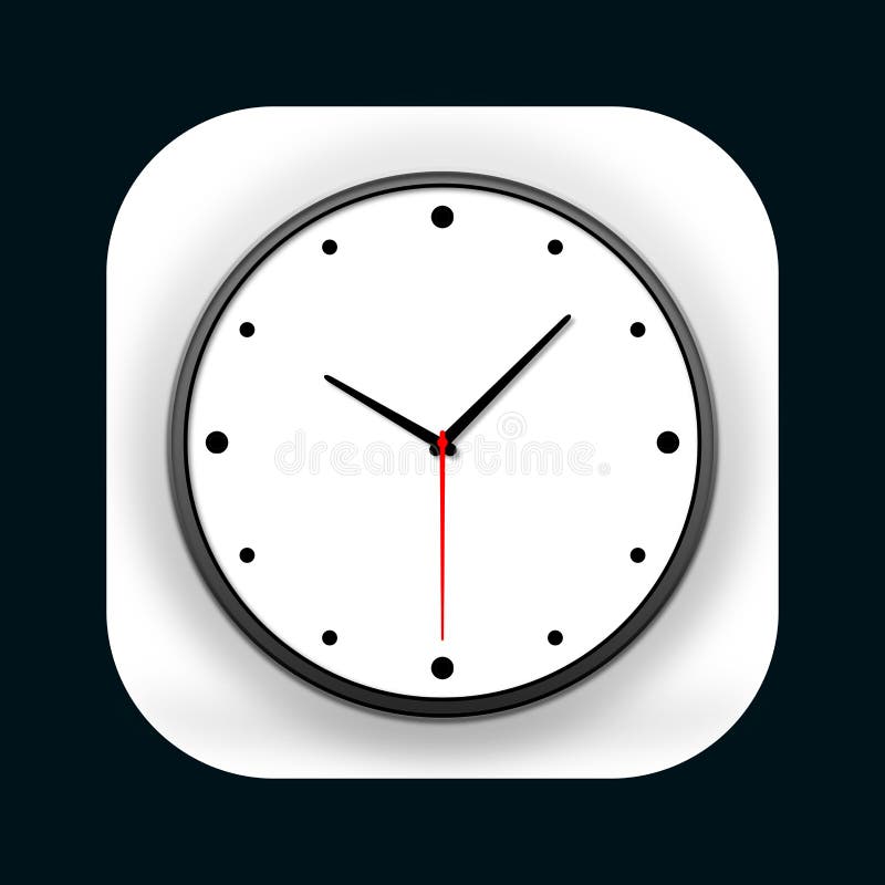Clock, Dot, Time, White, Black, Simple Style Design. Stock Illustration ...