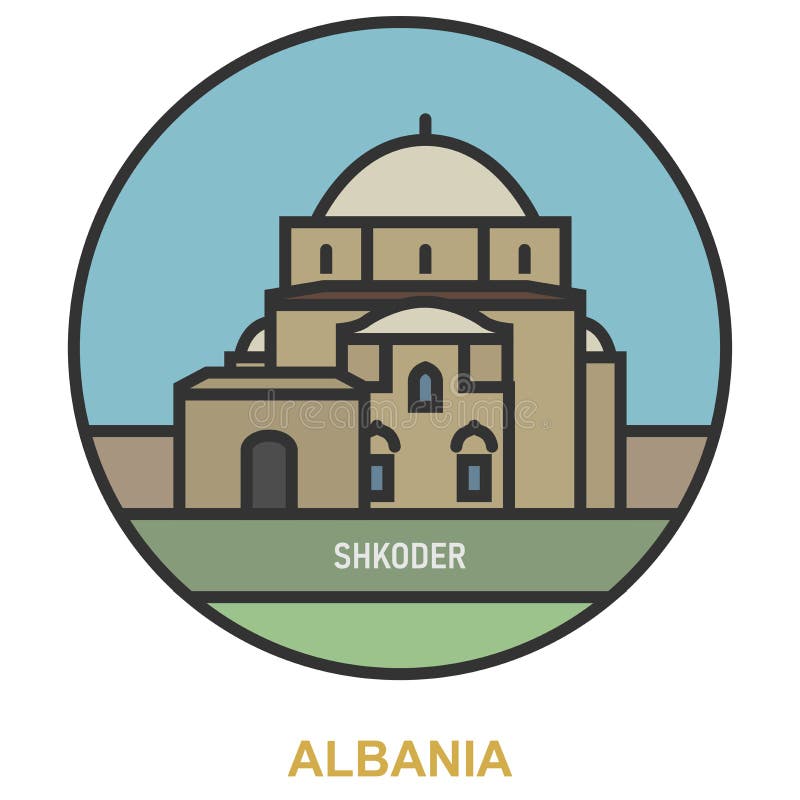 Shkoder. Cities and Towns in Albania Stock Vector - Illustration of ...
