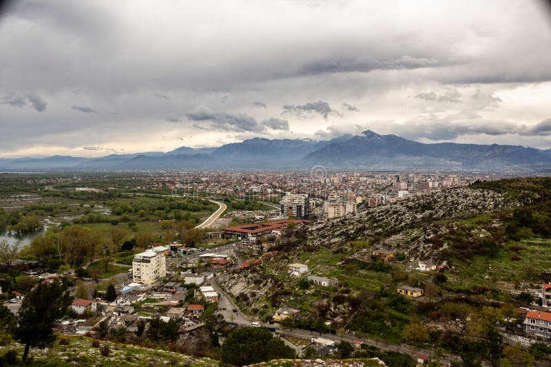 The Shkoder City View from the Shkoder Castle Stock Photo - Image of ...