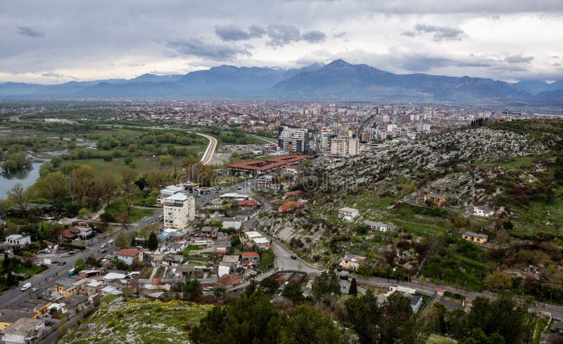 The Shkoder City View from the Shkoder Castle Stock Photo - Image of ...