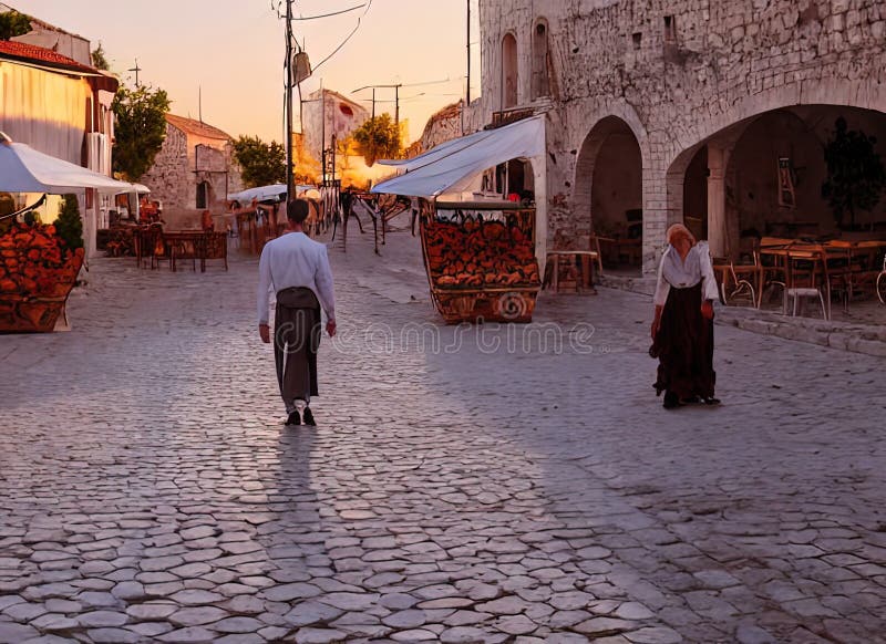 Shkoder, Shkodër, Albania. Generative AI. Stock Illustration ...