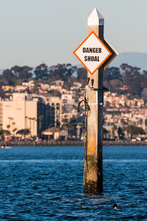Shoal Warning Sign in Harbor Stock Photo - Image of sand, post: 87914792