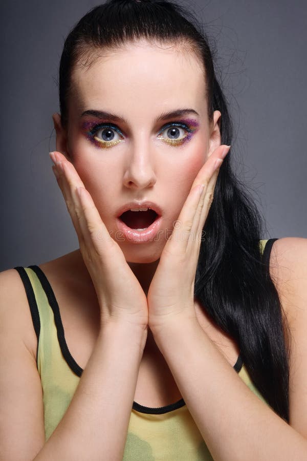 Shock stock image. Image of beautiful, female, reaction - 10999651