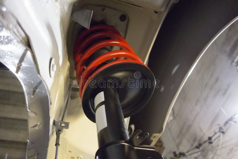 Shock absorber in a car stock photo. Image of road, repair - 263917834