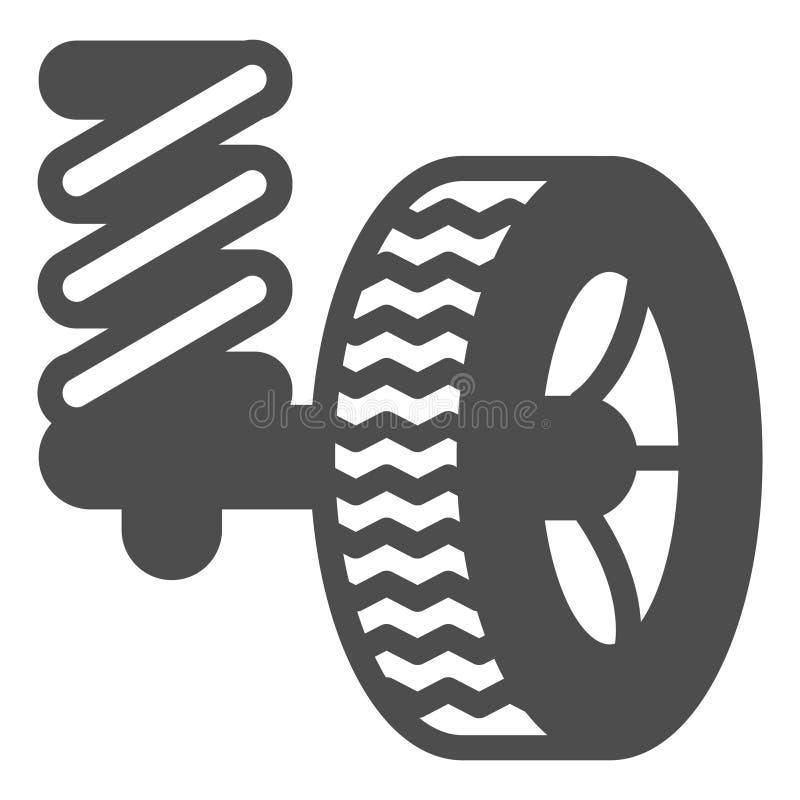 Shock Absorber with Car Wheel Solid Icon, Tires Fitting Concept. Vector ...
