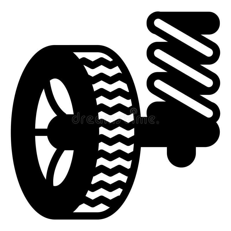Shock Absorber with Car Wheel Solid Icon, Tires Fitting Concept. Vector ...