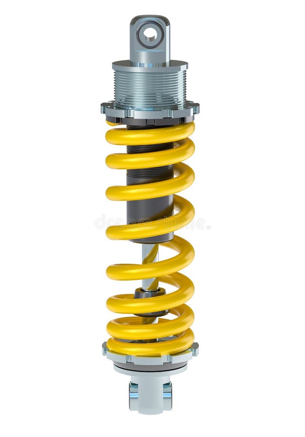 Shock Absorber with Yellow Spring Isolated on White Stock Illustration ...