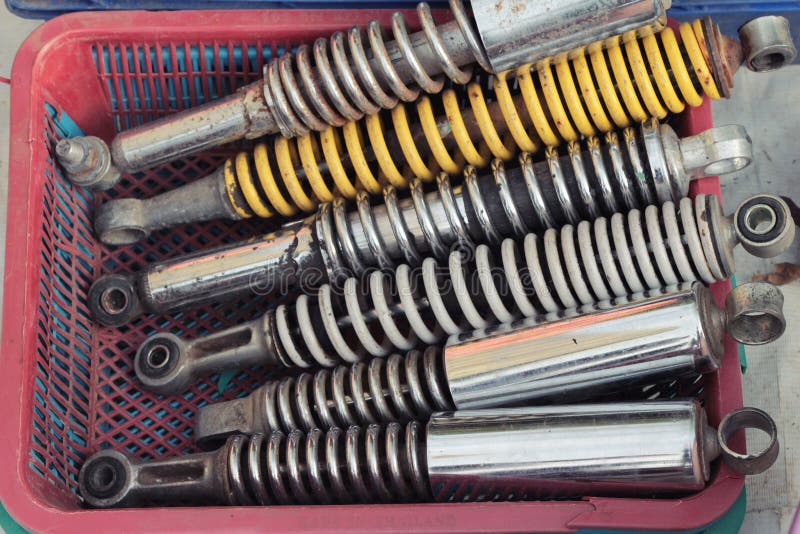 Shock Absorbers and Spring Added To the Frame of an Old Car Stock Photo ...