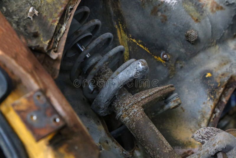 Shock Absorbers and Spring Added To the Frame of an Old Car Stock Image ...