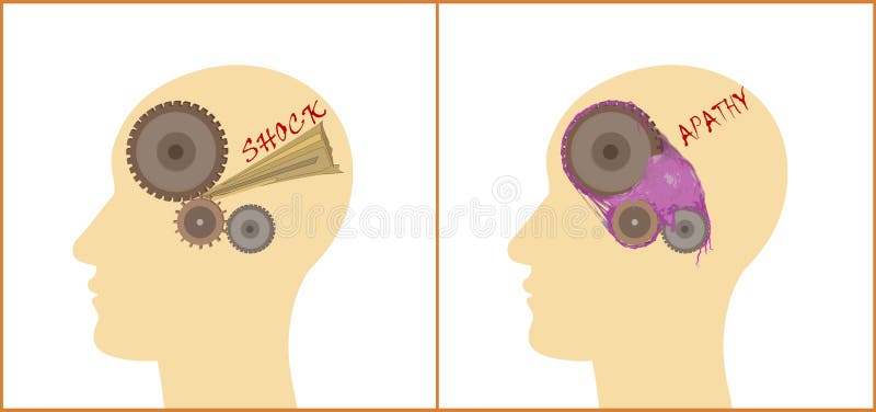 Shock and Apathy Illustrations. Head with Gearwheels Stock Photo ...