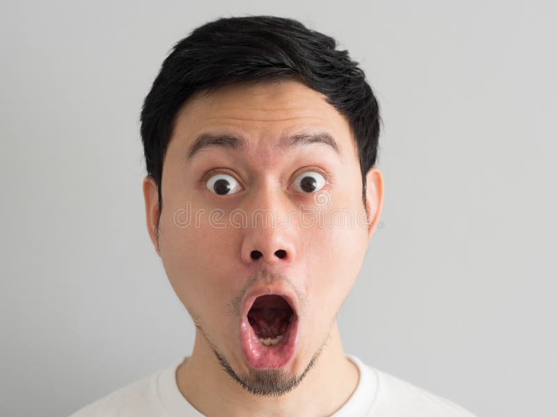 Shock Face of Man Head Shot. Stock Photo - Image of excited, attractive ...