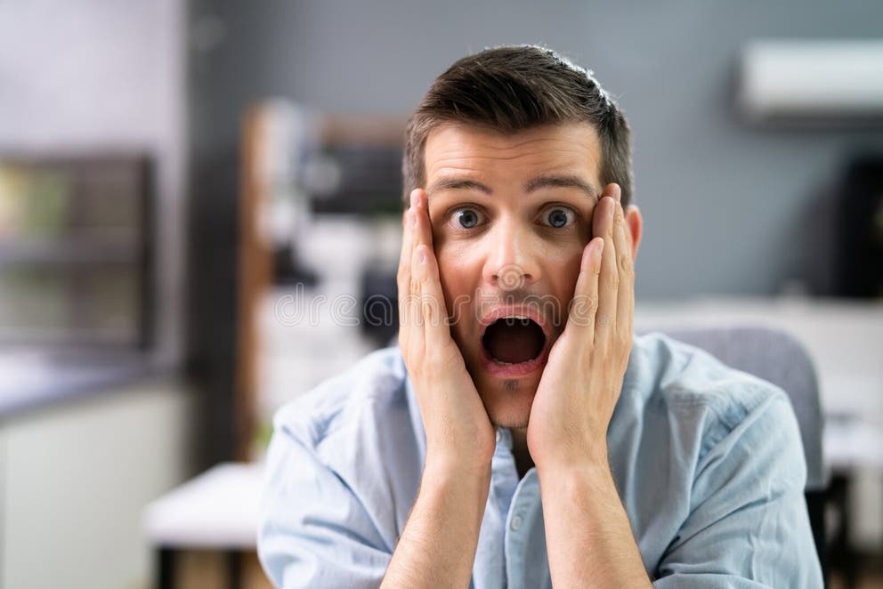 Shock Face Expression stock photo. Image of hand, corporate - 230131600