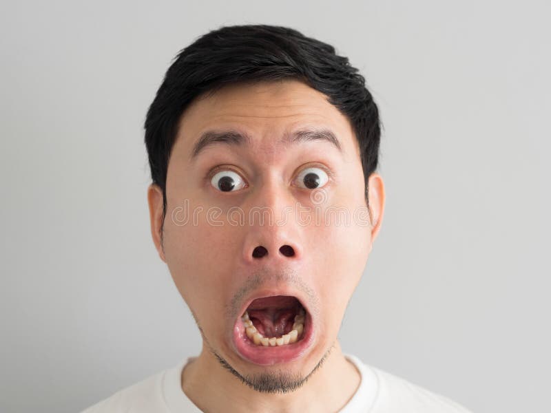Shock Face of Man Head Shot. Stock Photo - Image of adult, concept ...