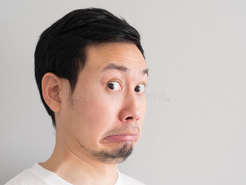 Shock Face of Man Head Shot. Stock Image - Image of asian, looking ...