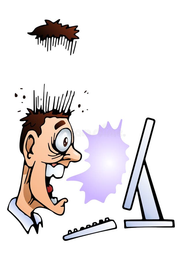 Man shock see his computer stock illustration. Illustration of concept ...