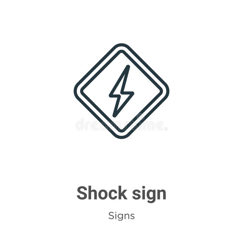Shock Sign Icon. Thin Linear Shock Sign Outline Icon Isolated on White ...