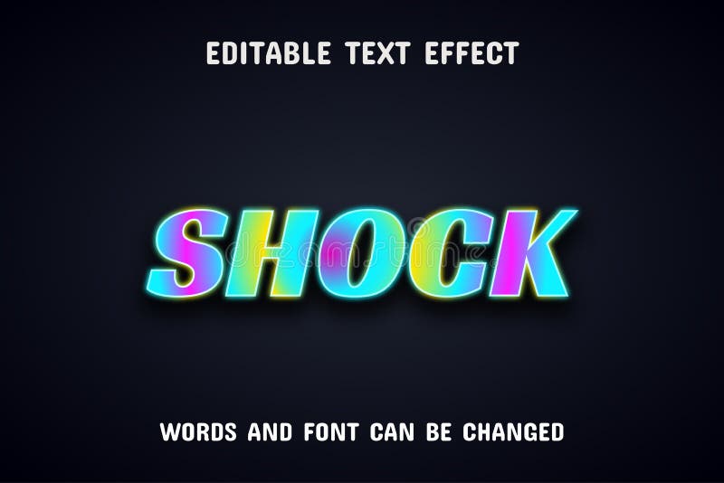 Shock Text - Colorful Neon Text Effect Editable Stock Vector ...