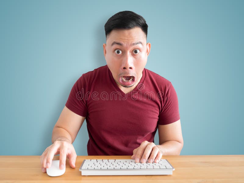 Shock and Wow Face of Man on His Work Desk. Stock Photo - Image of ...
