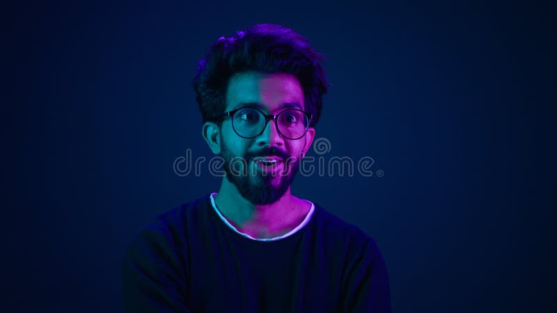 Shocked Amazed Astonish Wonder Excited Indian Man Coder Hacker Computer ...