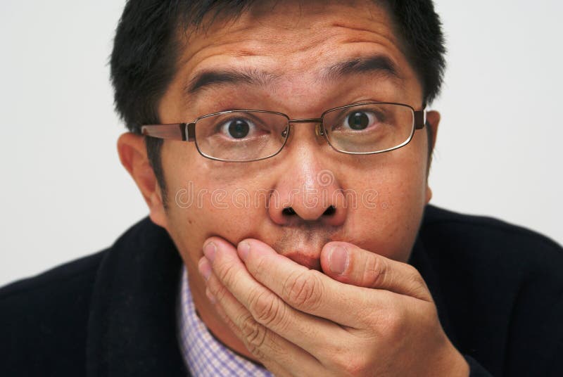 Shocked asian businessman stock photo. Image of portrait - 1411484
